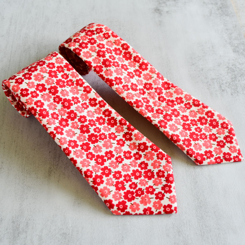 Candy Dipped Tie | Handmade Men's Accessories | Red Floral Print ...