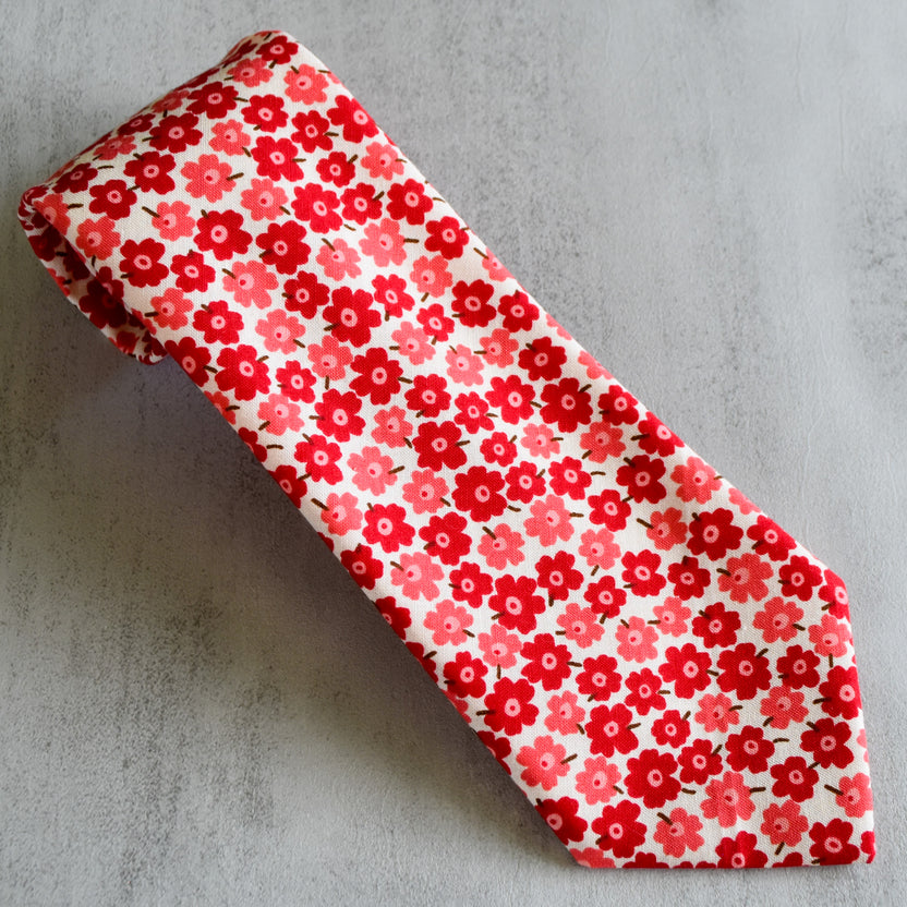 Candy Dipped Tie | Handmade Men's Accessories | Red Floral Print ...