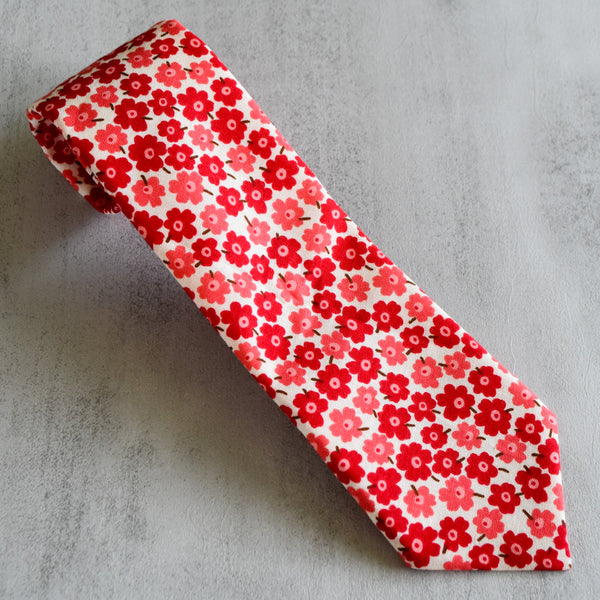 Candy Dipped Tie | Handmade Men's Accessories | Red Floral Print ...